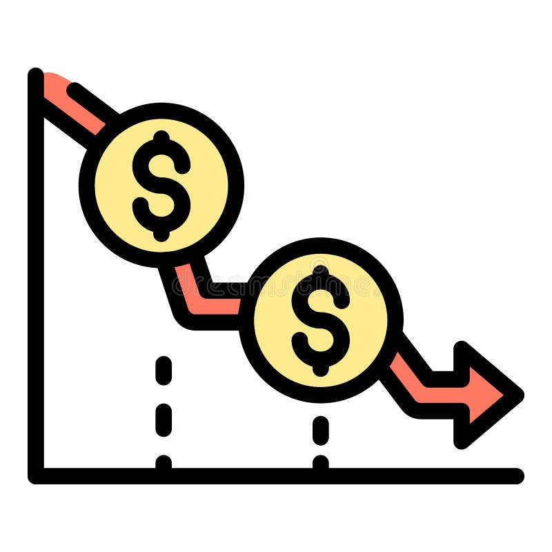 Low Money Graph Icon Color Outline Vector Stock Vector - Illustration ...