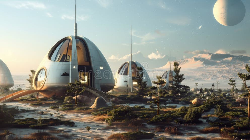 Low Orbit Space Tourism Hotel in a Future Landscape Stock Illustration ...