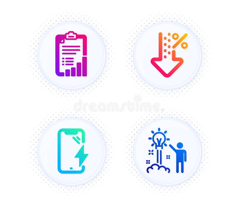 Low Percent, Checklist and Smartphone Charging Icons Set. Creative Idea ...