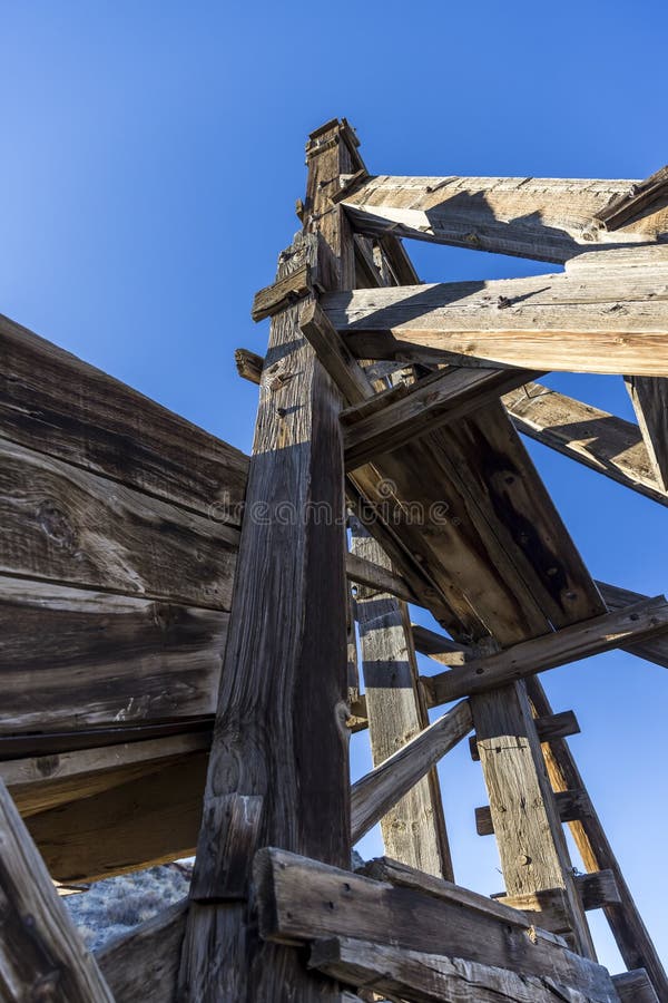 Low Point of View Looking Up at an Old Mining Headframe Stock Image ...
