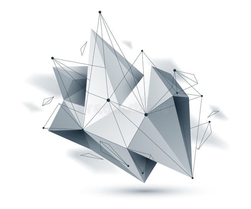 Low Poly Abstract Form Isolated on White, Vector Future Shape Design ...