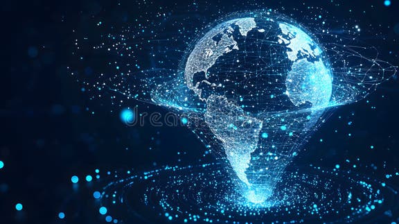 Digital Funnel with Globe and Data Flow in Futuristic Style Stock ...