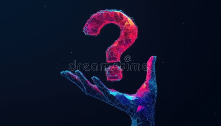 Low Poly Abstract Question Mark in Hand: an Ask Symbol for Help Support ...