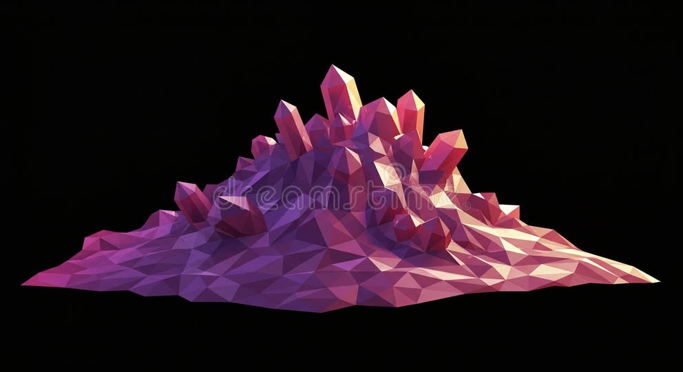 A Low-poly, AI-generated 3D Model Resembling a Cluster of Crystals ...