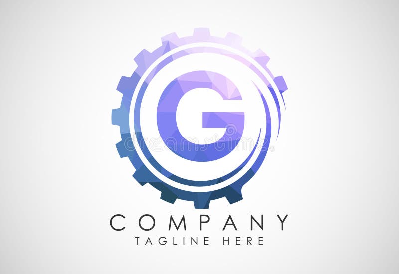 Low Poly Alphabet G in a Gear Spiral. Gear Engineer Logo Design Stock ...