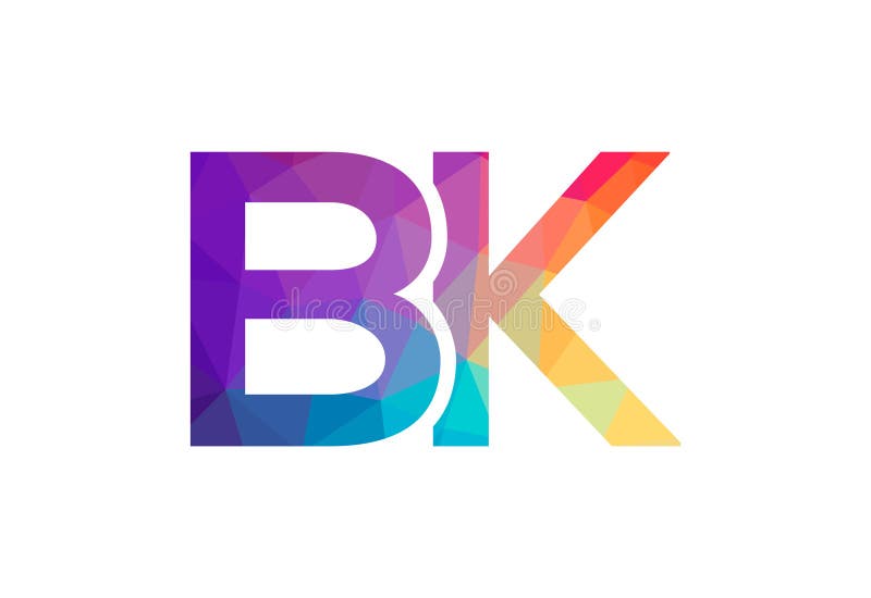Low Poly and BK Letter Logo Design, Vector Illustration Stock Vector ...