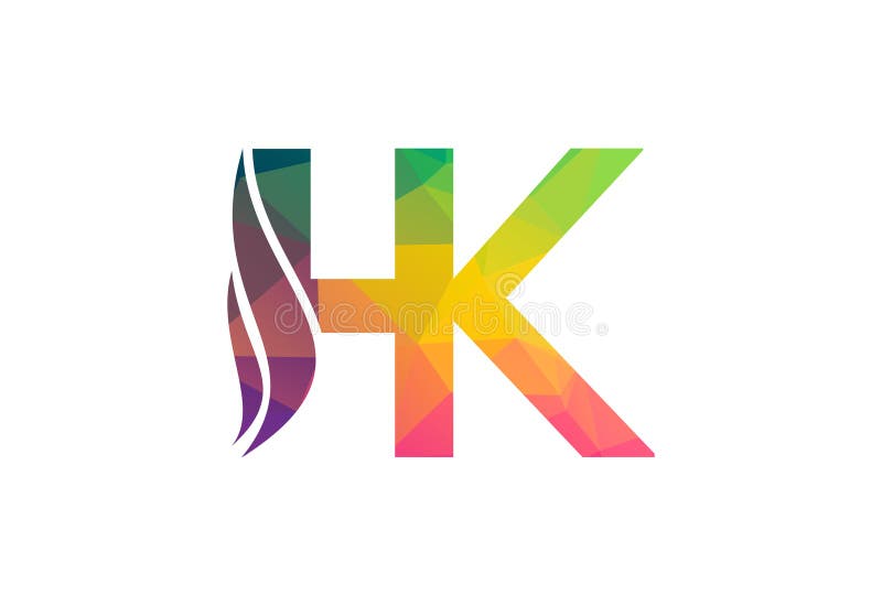 Low Poly and HK Letter Logo Design, Vector Illustration Stock Vector ...