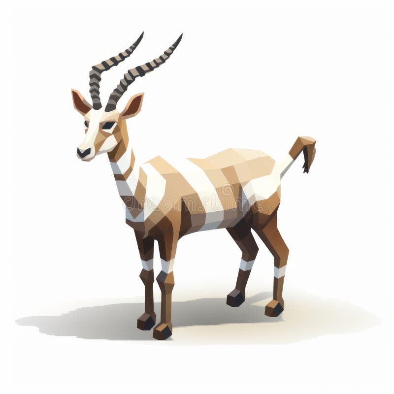 Low Poly Antelope: a Distinctive 2d Game Art Design Stock Illustration ...