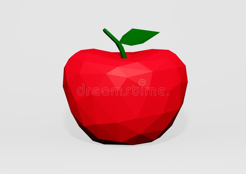 Low Poly Apple Isolated on White Background, 3D Illustration Stock ...