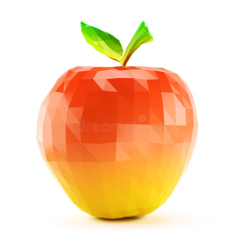 Low Poly Apple Isolated on White Background Stock Illustration ...