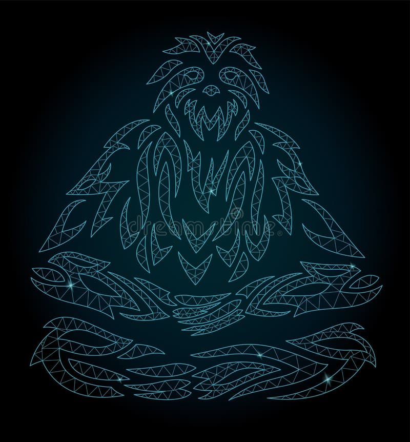 Low Poly Art with Blue Shiny Sloth Silhouette Stock Vector ...