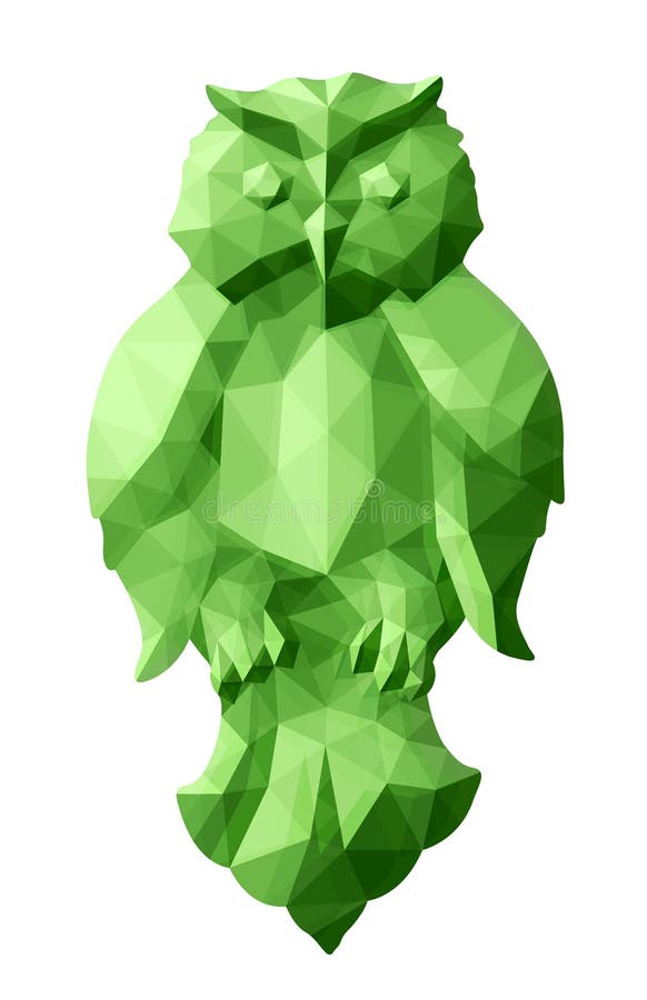 Low Poly Art with Green Emerald Owl Stock Vector - Illustration of ...