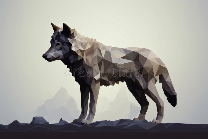 Low Poly Art Wolf. AI Generated. Stock Illustration - Illustration of minimalist, animal: 279908652