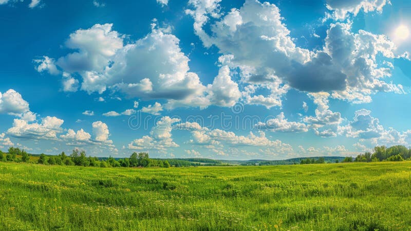 Low Poly Artwork, Landscape, Serene, Vibrant, Meadow with Rolling Green ...