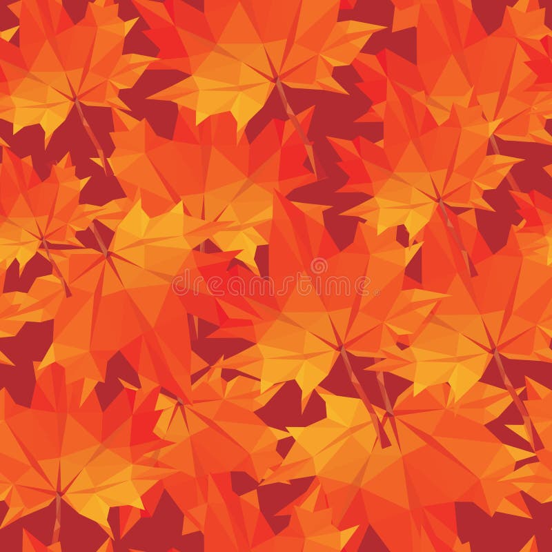Low-poly Background Polygonal Pattern Autumn Maple Leaves Seamless ...