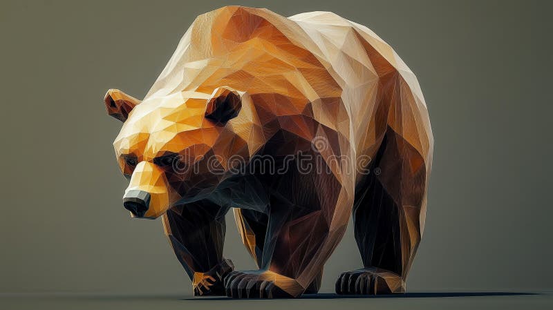 Low Poly Bear Model Standing on an Isolated Background with Unique ...