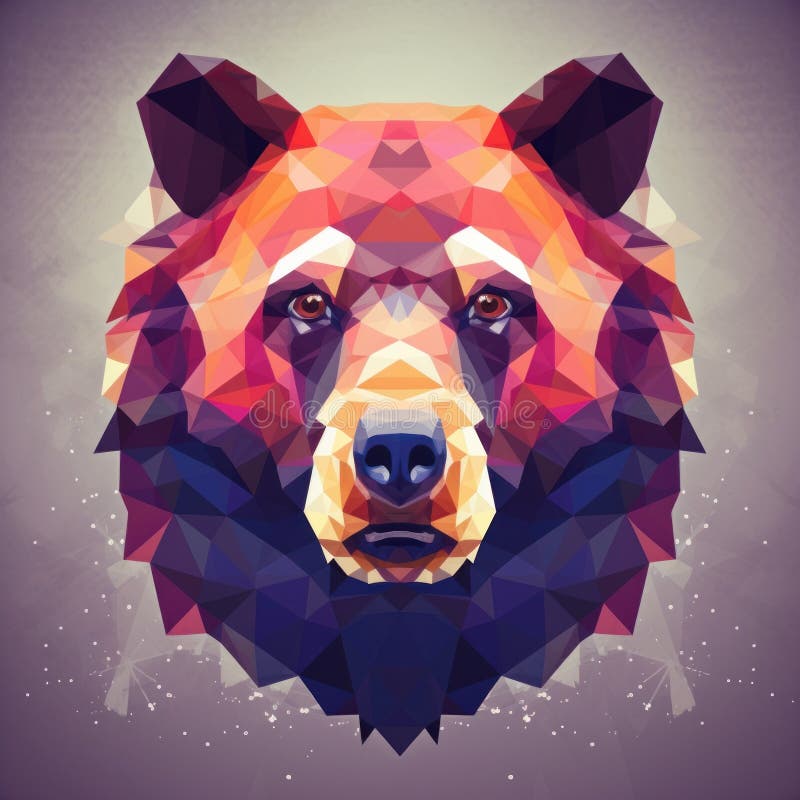 Low Poly Bear Portrait in Surreal Style Stock Illustration ...