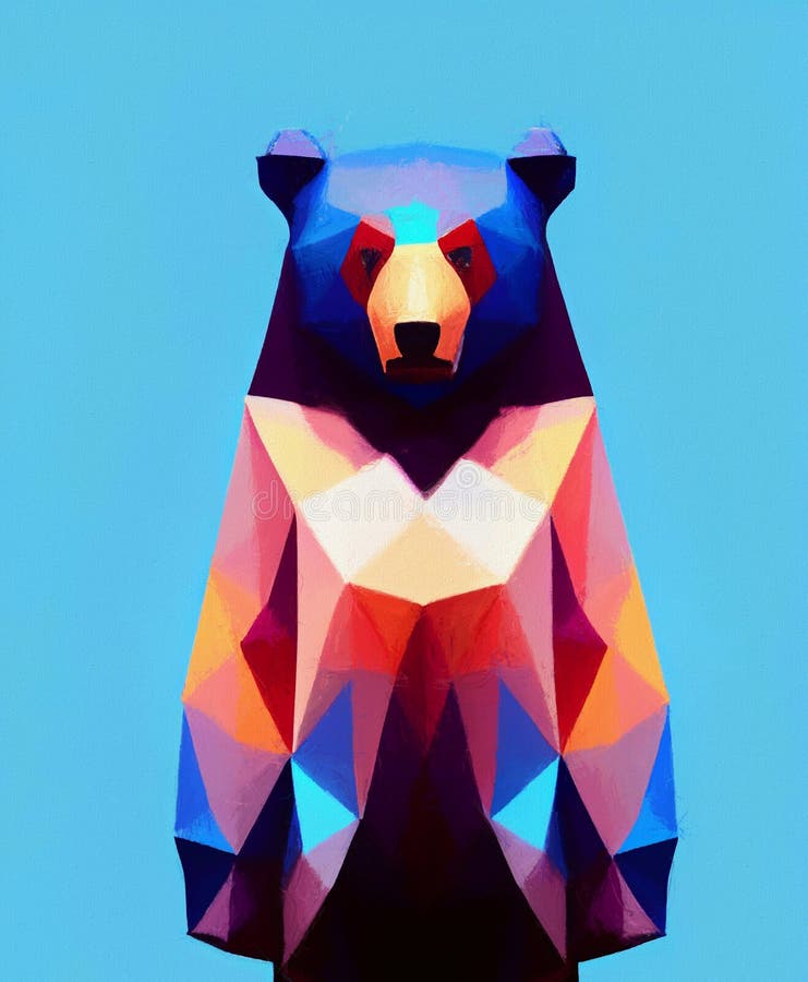 Low Poly Bear - Stylized Digital Art Stock Illustration - Illustration ...
