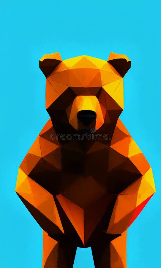 Low Poly Bear - Stylized Digital Art Stock Illustration - Illustration ...