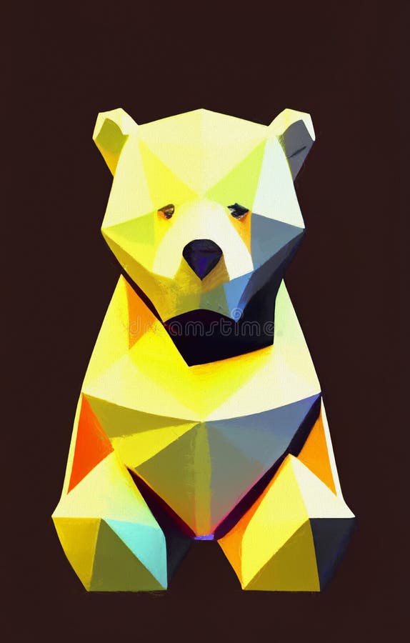 Low Poly Bear - Stylized Digital Art Stock Illustration - Illustration ...