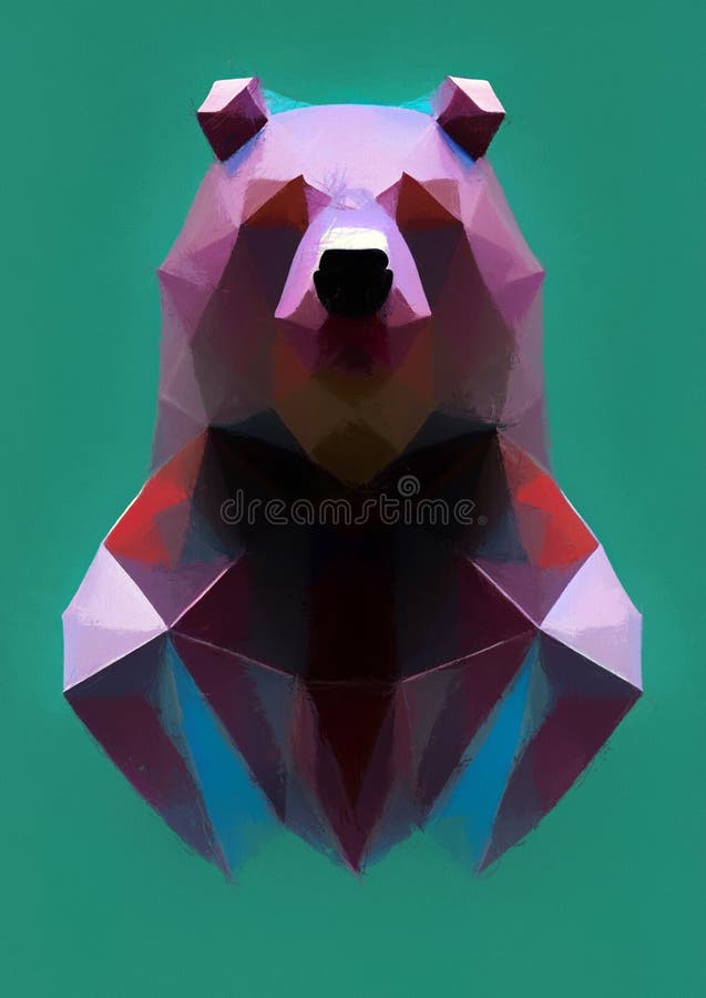 Low Poly Bear - Stylized Digital Art Stock Illustration - Illustration ...