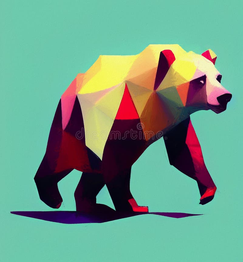 Low Poly Bear - Stylized Digital Art Stock Illustration - Illustration ...