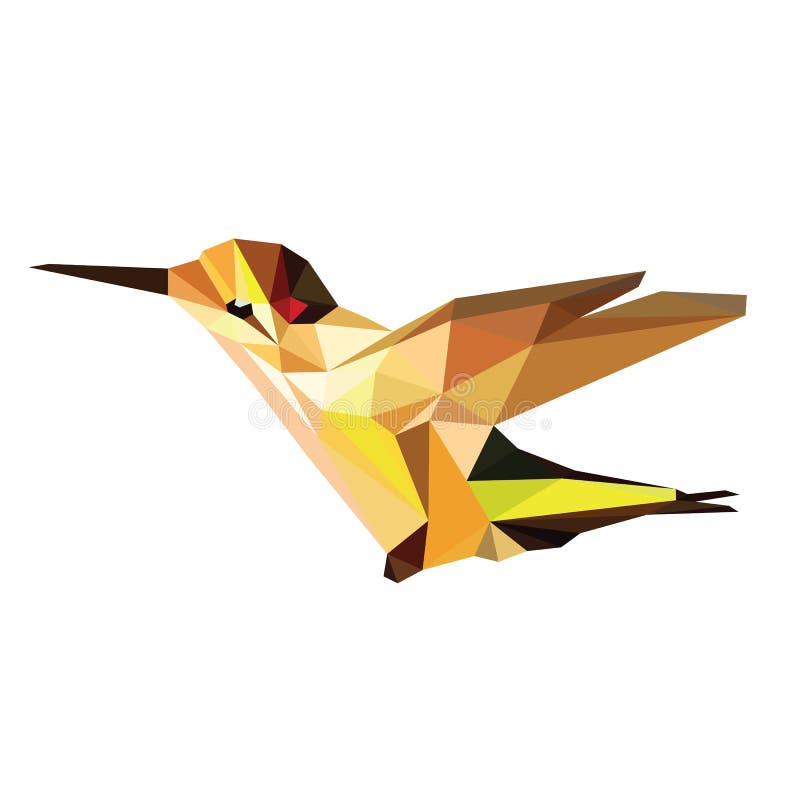 Low Poly Colibri Bird Colorful. Colibri Polygonal Colorful Stock ...