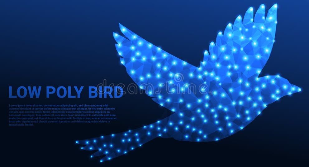 Low Poly Bird with Glowing Blue Nodes on Gradient Background Stock ...