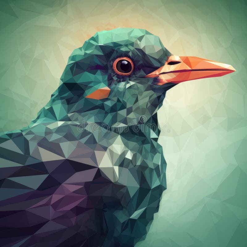 Low Poly Bird Portrait in Surreal Style Stock Illustration ...