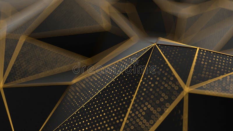 Low-poly Black Background with Golden Lines and Dof Effect Stock ...