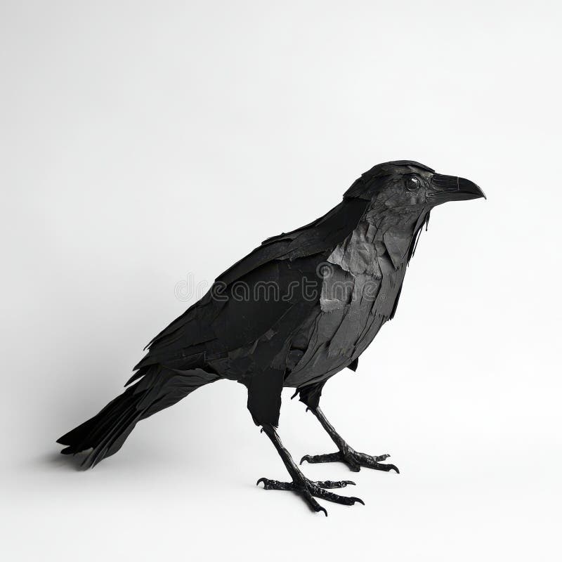 Black Low Poly Crow Model on White Background Stock Illustration ...