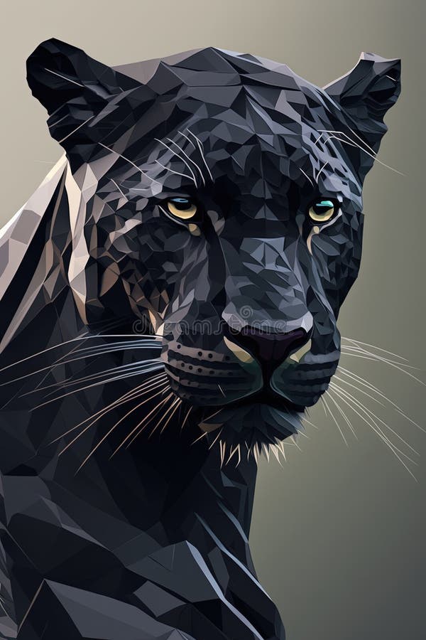 Low Poly Black Panther. Generative AI Stock Illustration - Illustration ...