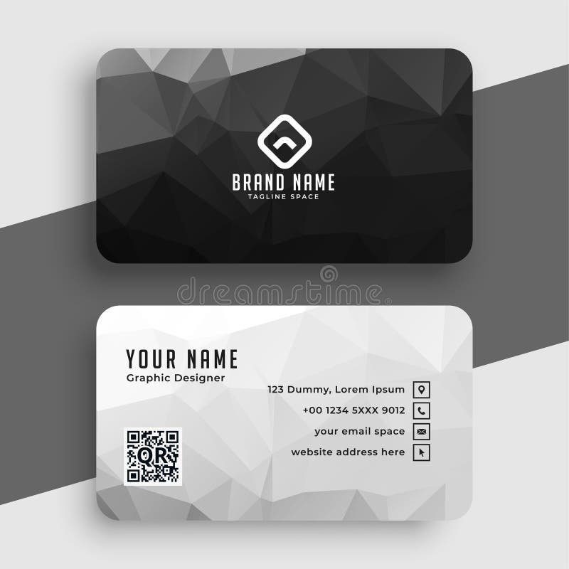 Low Poly Black and White Business Card Template Stock Vector ...