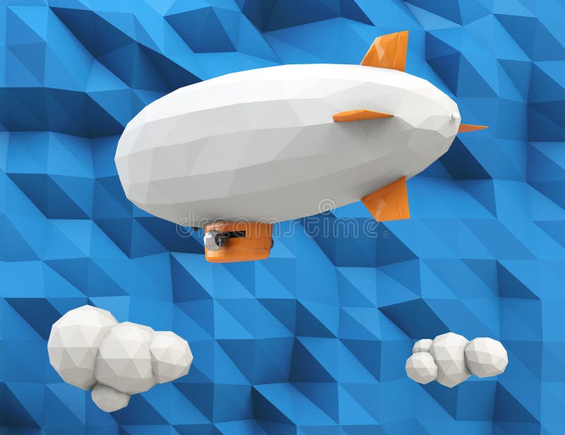 Low Poly Blimp on Blue Paper Texture Background Stock Illustration ...