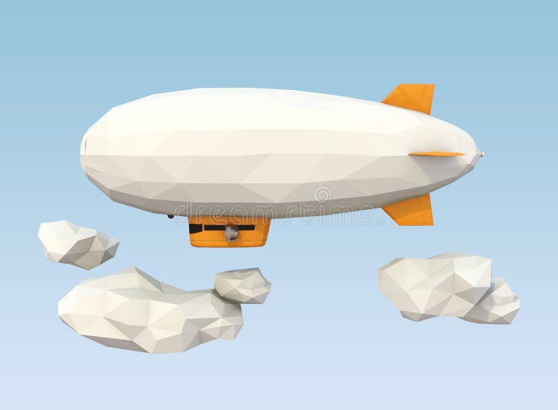 Low Poly Blimp Flying in the Sky Stock Illustration - Illustration of ...