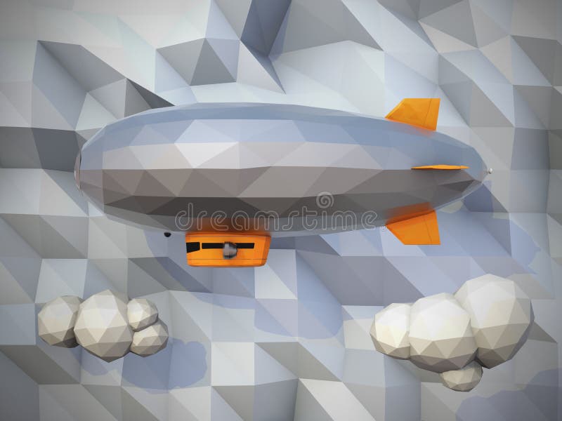 Low Poly Blimp Flying in the Sky Stock Illustration - Illustration of ...