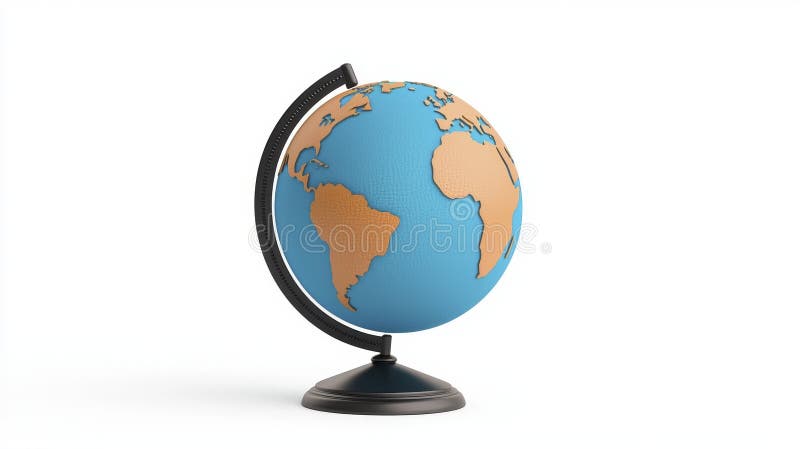 Low Poly Blue and Beige Globe 3D Render on White Background Stock Image ...