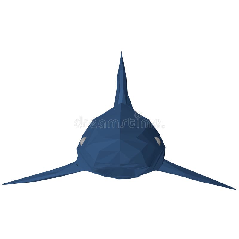 Low Poly Blue Shark. 3D. Front View. Vector Illustration Stock Vector ...