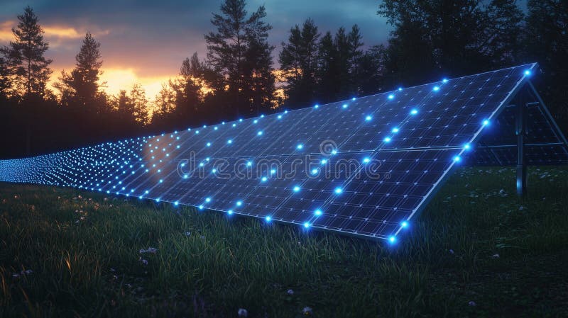 Low Poly Blue Solar Panel with a Light Bulb Symbolizes Renewable Energy ...