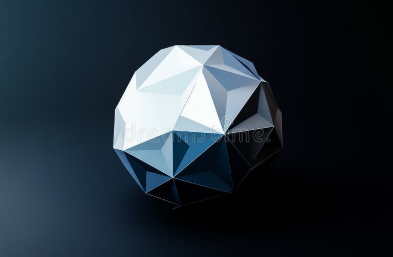A Low Poly Blue Sphere Depicted in an Abstract 3D Rendering with ...