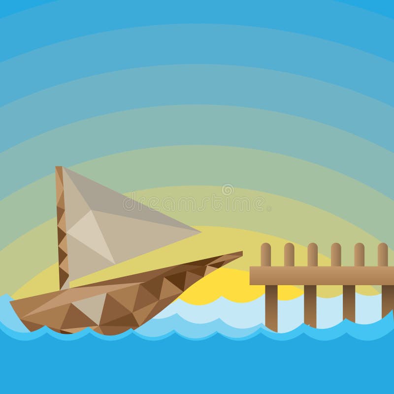 Low Poly Boat Harbour Background Stock Illustration - Illustration of ...
