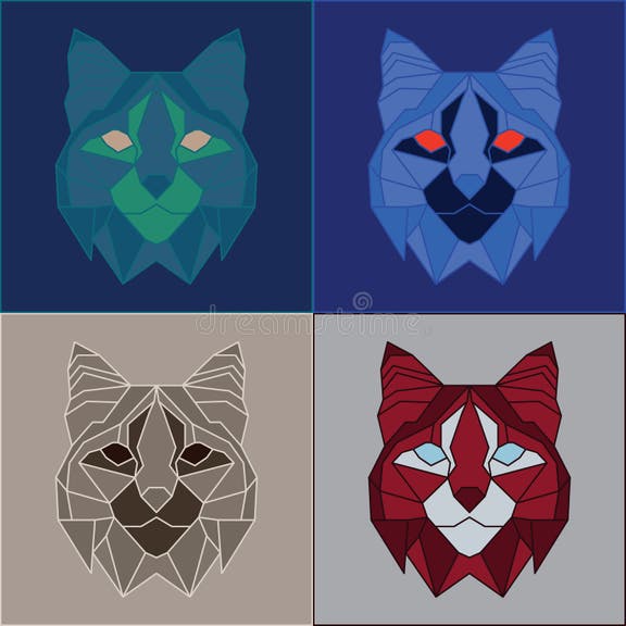 Low poly bobcats set stock vector. Illustration of sketch - 74288652