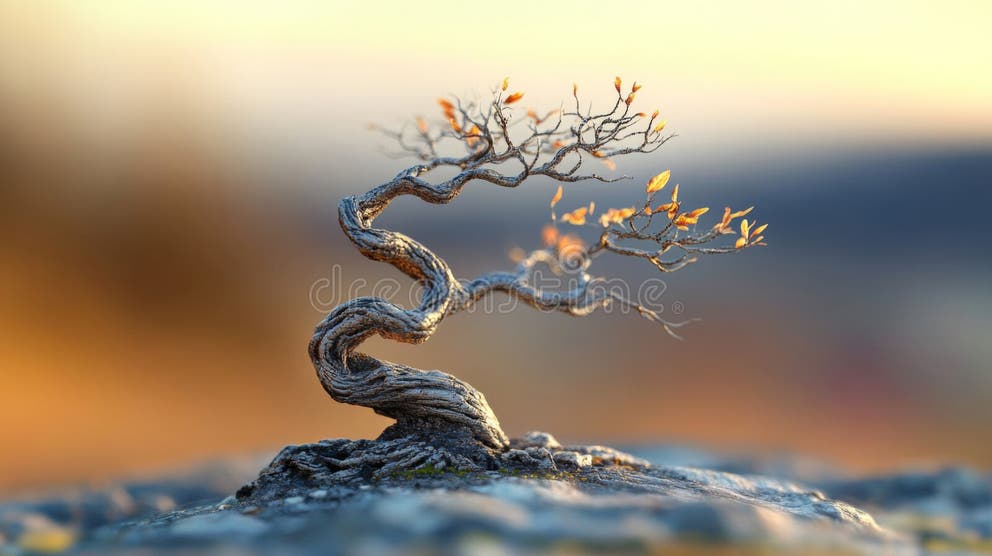 Low Poly Bonsai Tree at Sunset Stock Illustration - Illustration of ...