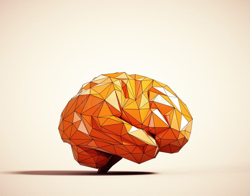 Low poly brain stock illustration. Illustration of think - 230993453