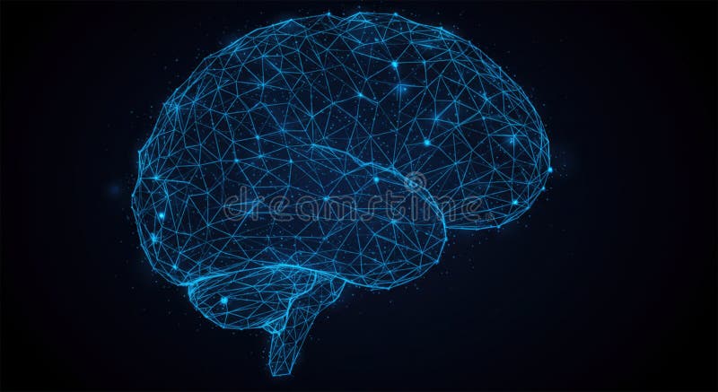 Low Poly Brain or Artificial Intelligence Concept. Symbol of Wisdom ...