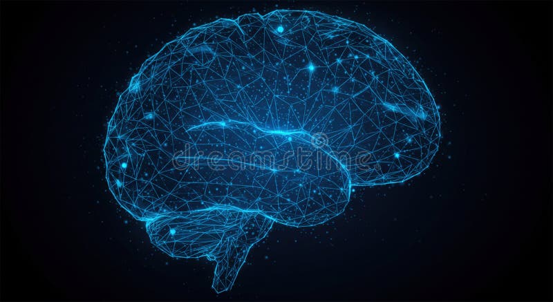 Low Poly Brain or Artificial Intelligence Concept. Symbol of Wisdom ...