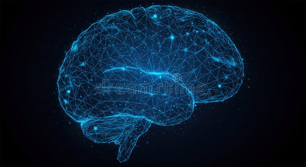 Low Poly Brain or Artificial Intelligence Concept. Symbol of Wisdom ...