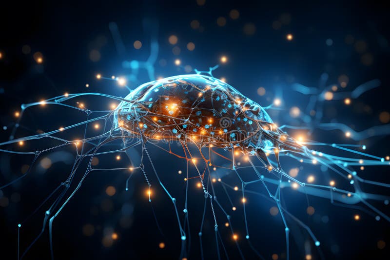 Human Brain with Connection Dots and Lines Stock Image - Image of ...