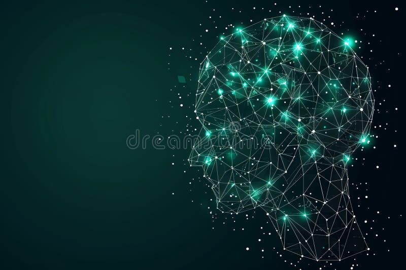Low Poly Brain Symbolizing Silent Communication with Wireframe ...