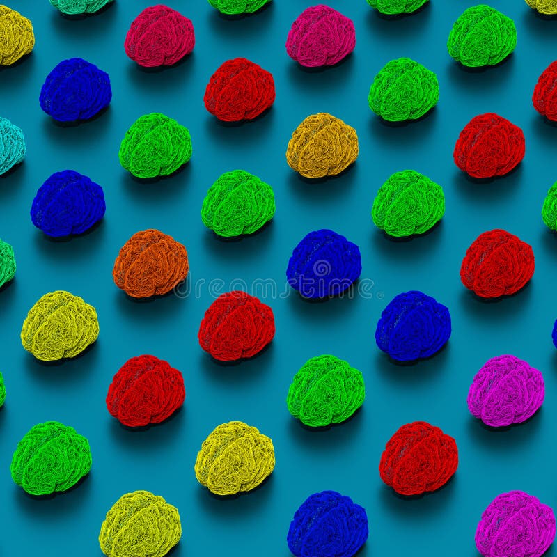 Low Poly Brains Illustration Pattern Stock Illustration - Illustration ...